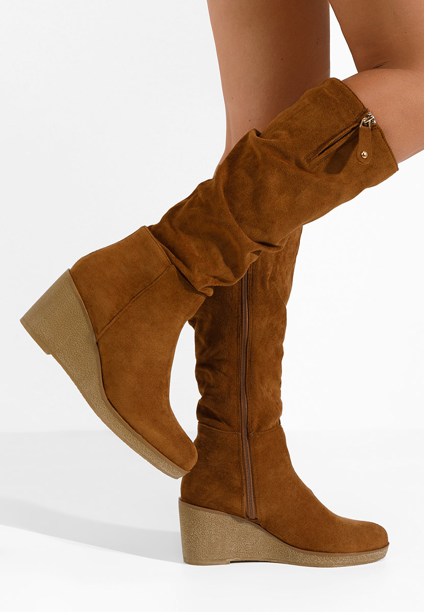 Stivali con zeppa Chloe Marrone Zapatos